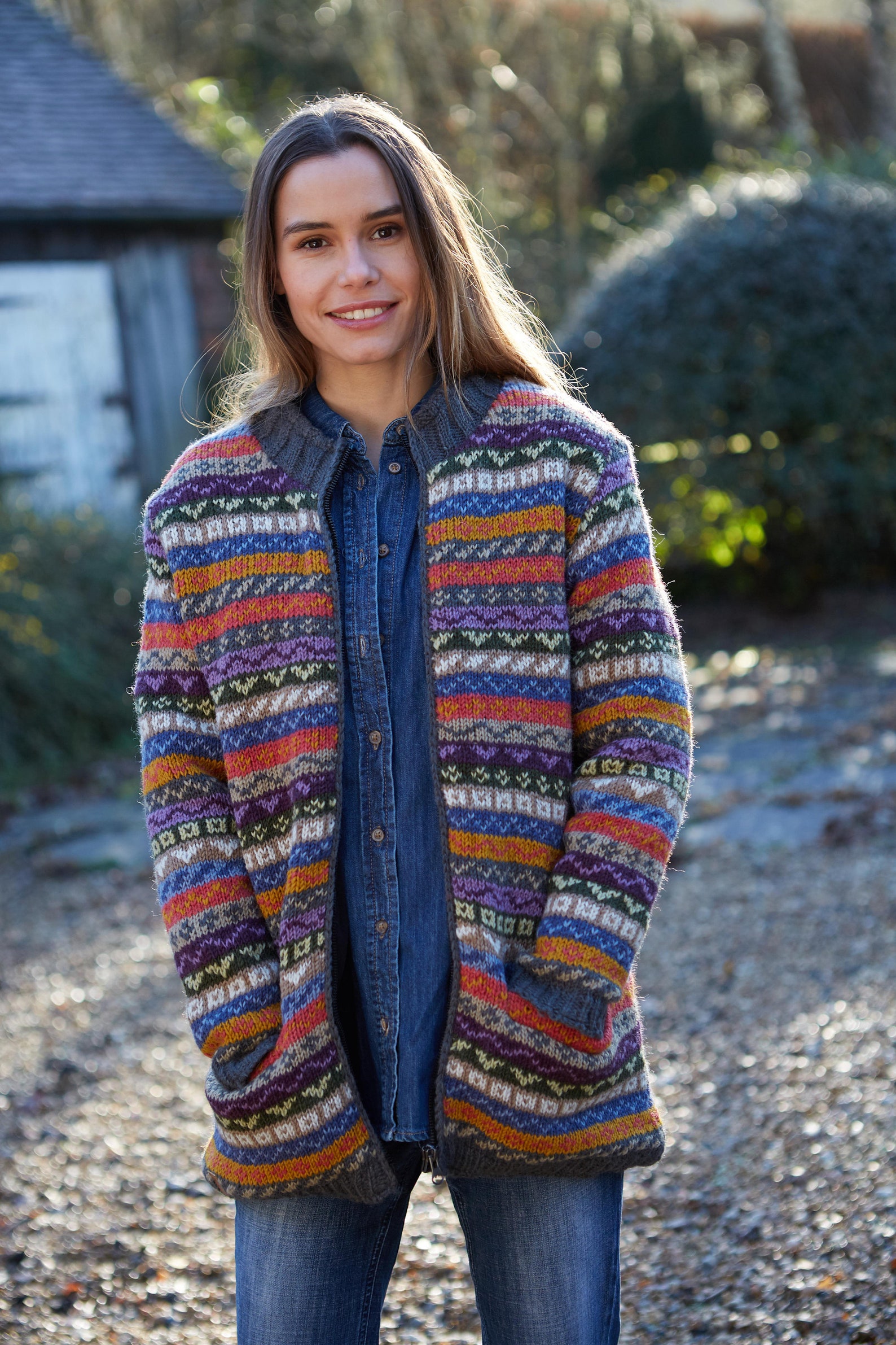 Women's Fair Isle Jacket - Knitted - Fair Isle Zip up - Knitted Jacket ...
