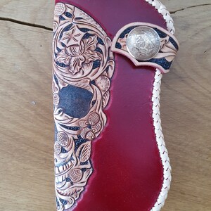 Mexican Style Wallet Tooled With a Skull, Western Wallet, Braided ...