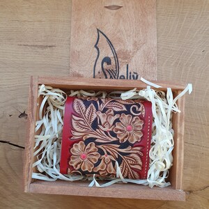 Small Trifold Red Leather Western Wallet With Sheridan Style Tooling ...