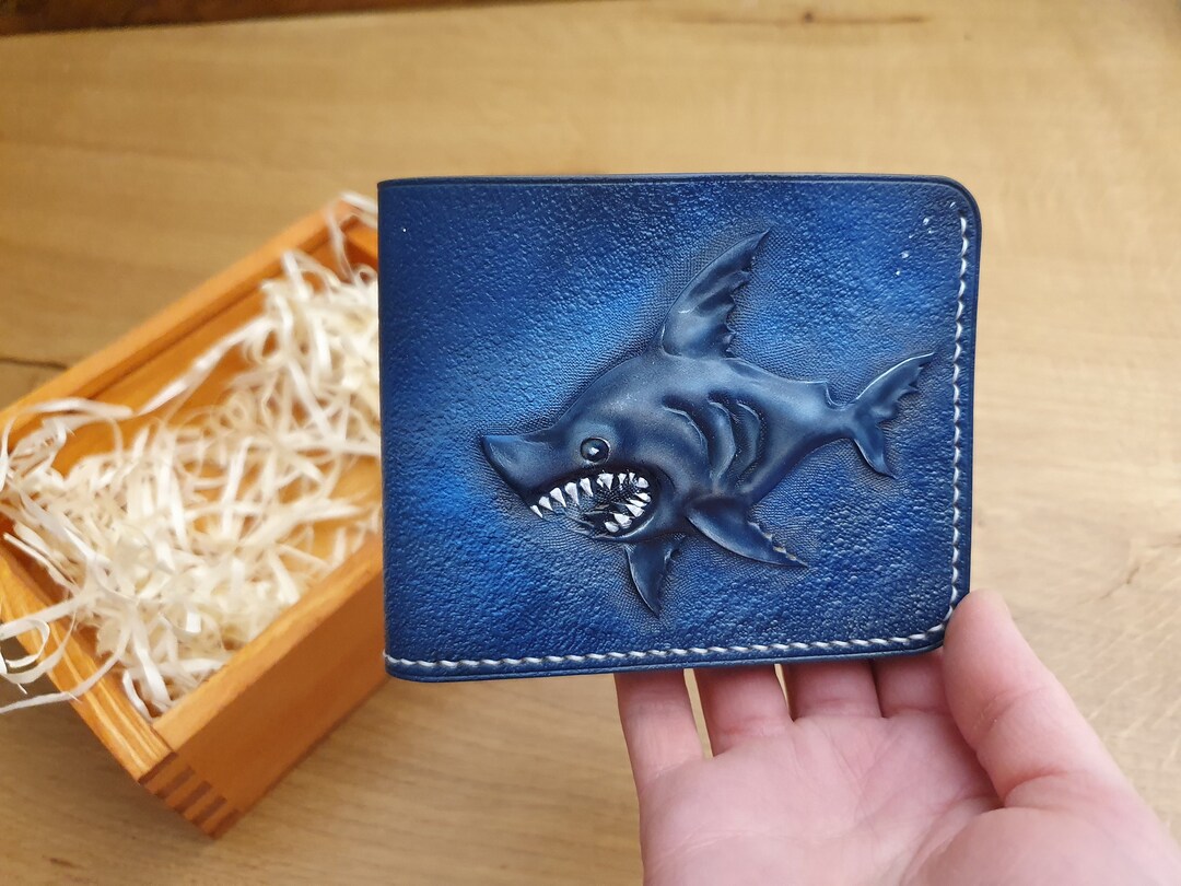 Baby Shark Wallet Bifold Leather Wallet Tooled Leather Wallet - Etsy