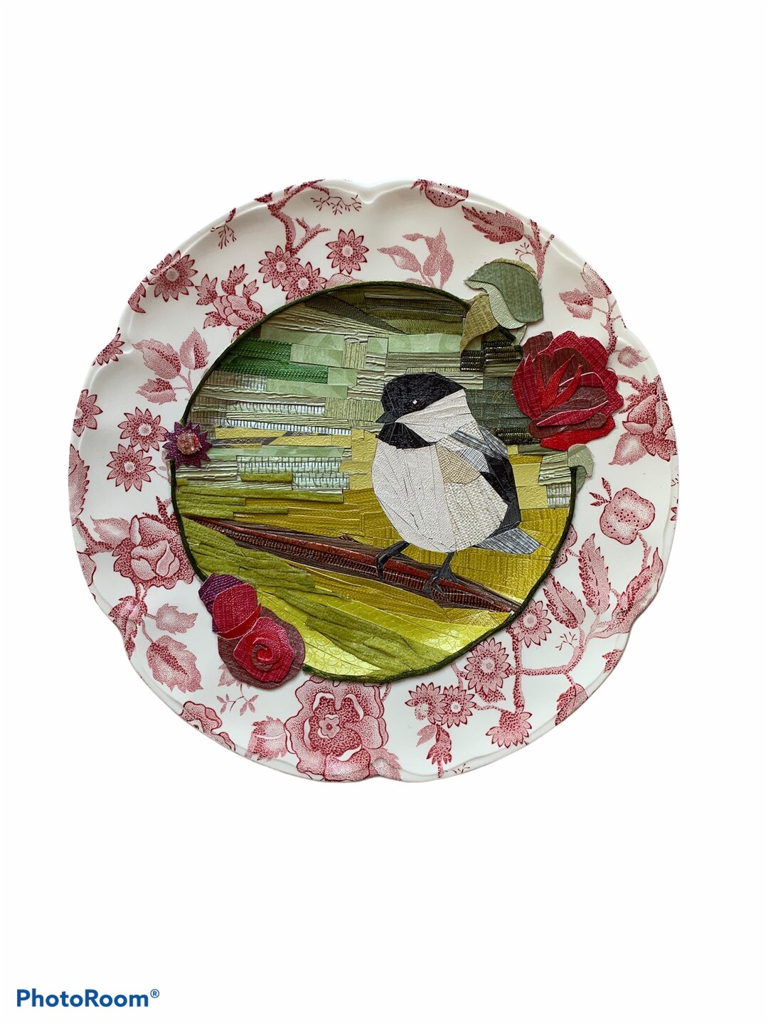 Black Capped Chickadee Mosaic Wall Art on Upcycled Porcelain Dish - Etsy