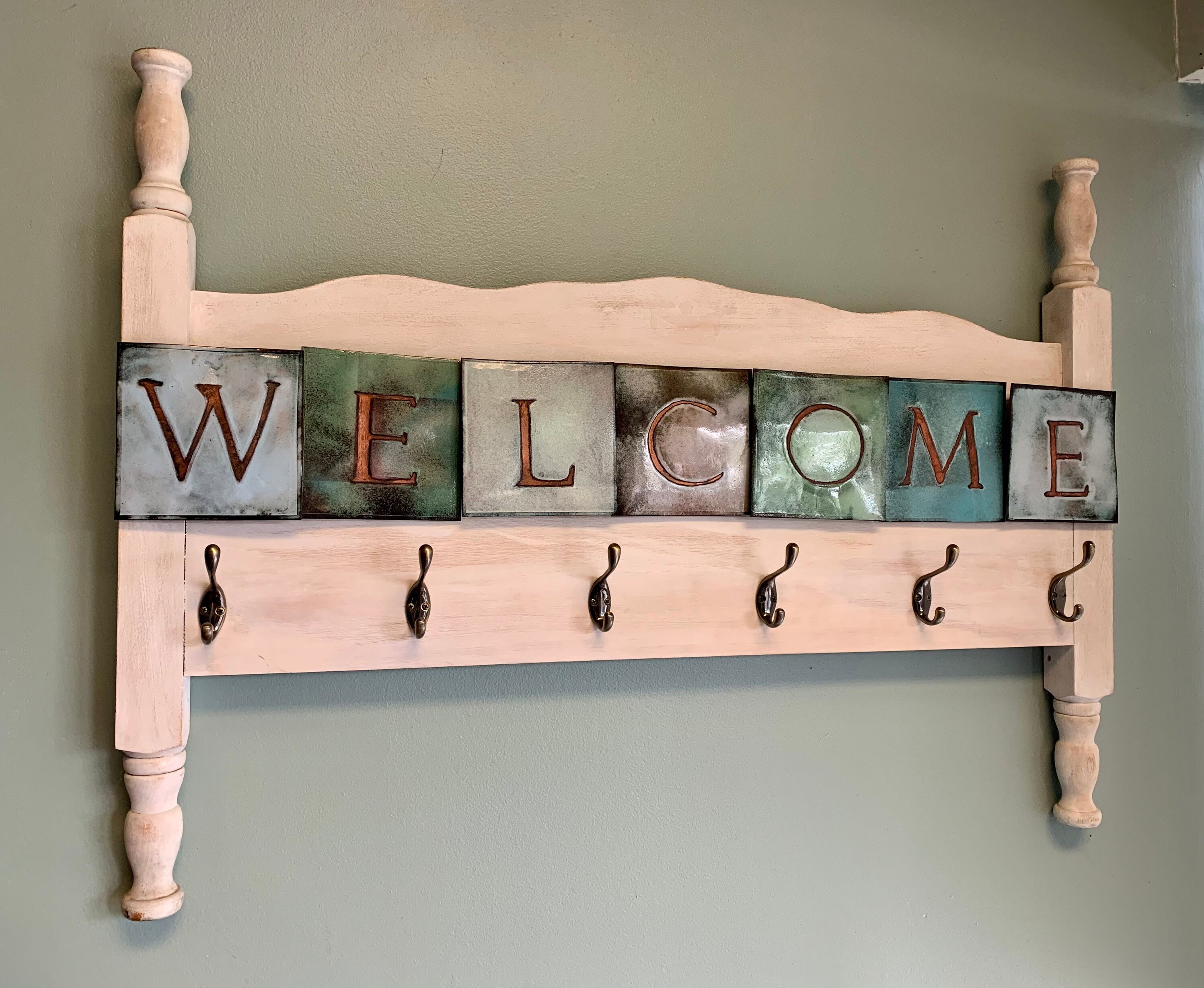 Welcome Sign Coat Hanger for Entry Way, Mud Room, Rustic Farm House ...