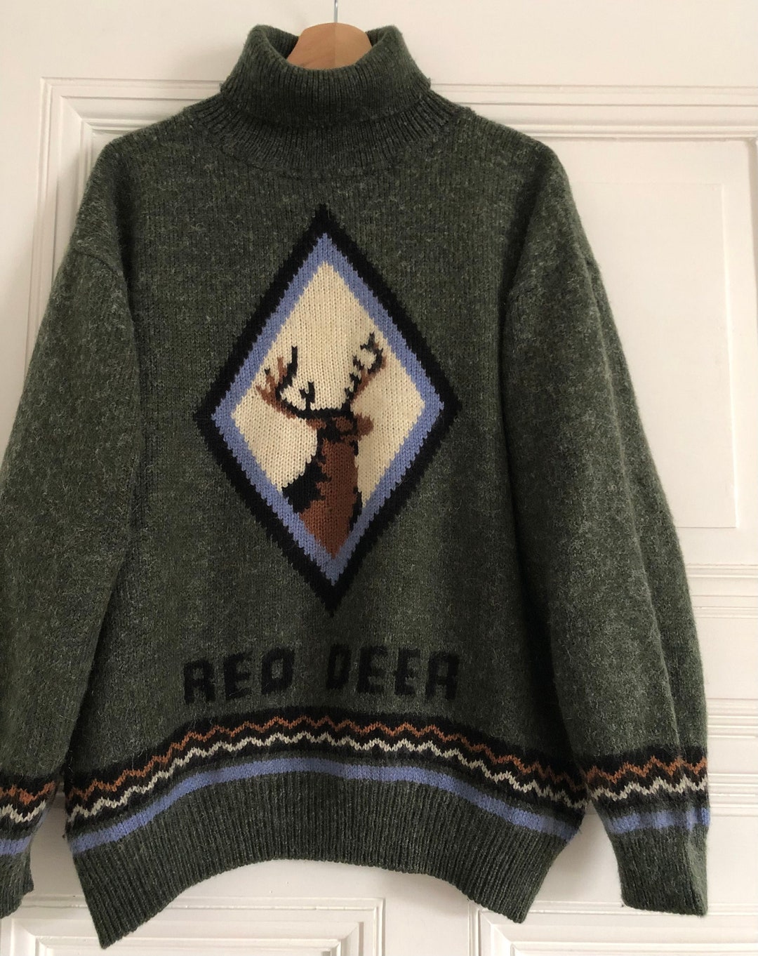 Vintage Deer Sweater Knit Reindeer Sweater Wool S M Size - Etsy