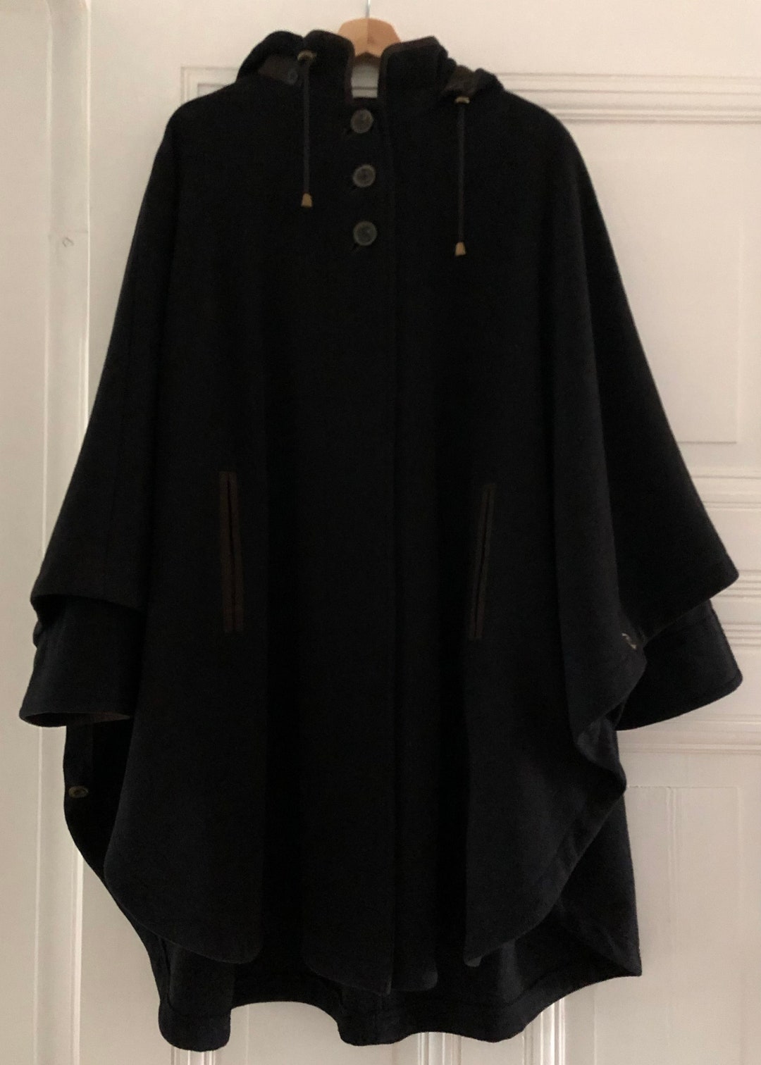 Vintage Loden Cape Coat With Sleeves and Hood Wool Cashmere XS M Size ...