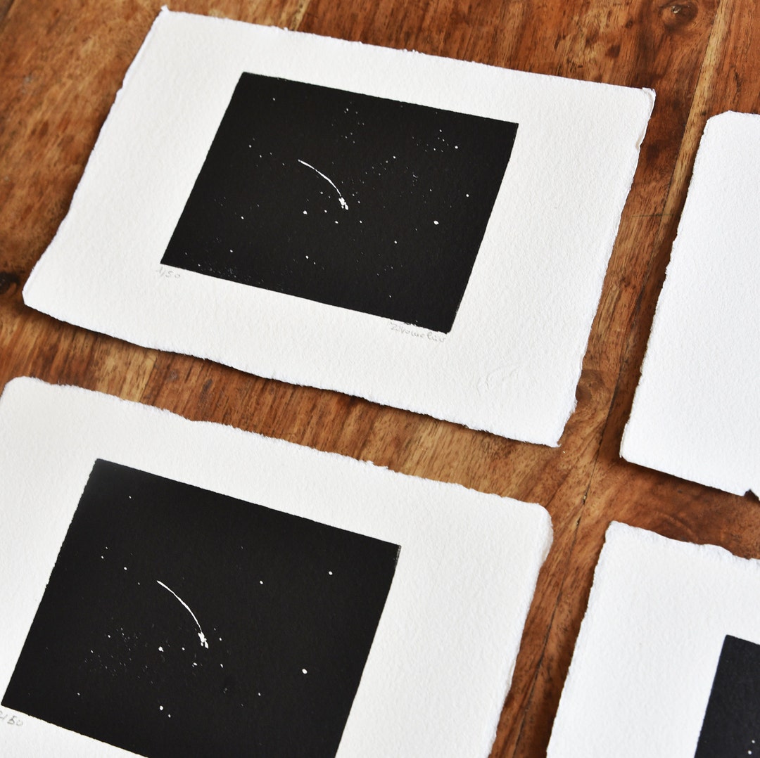SHOOTING STAR Linocut - Etsy
