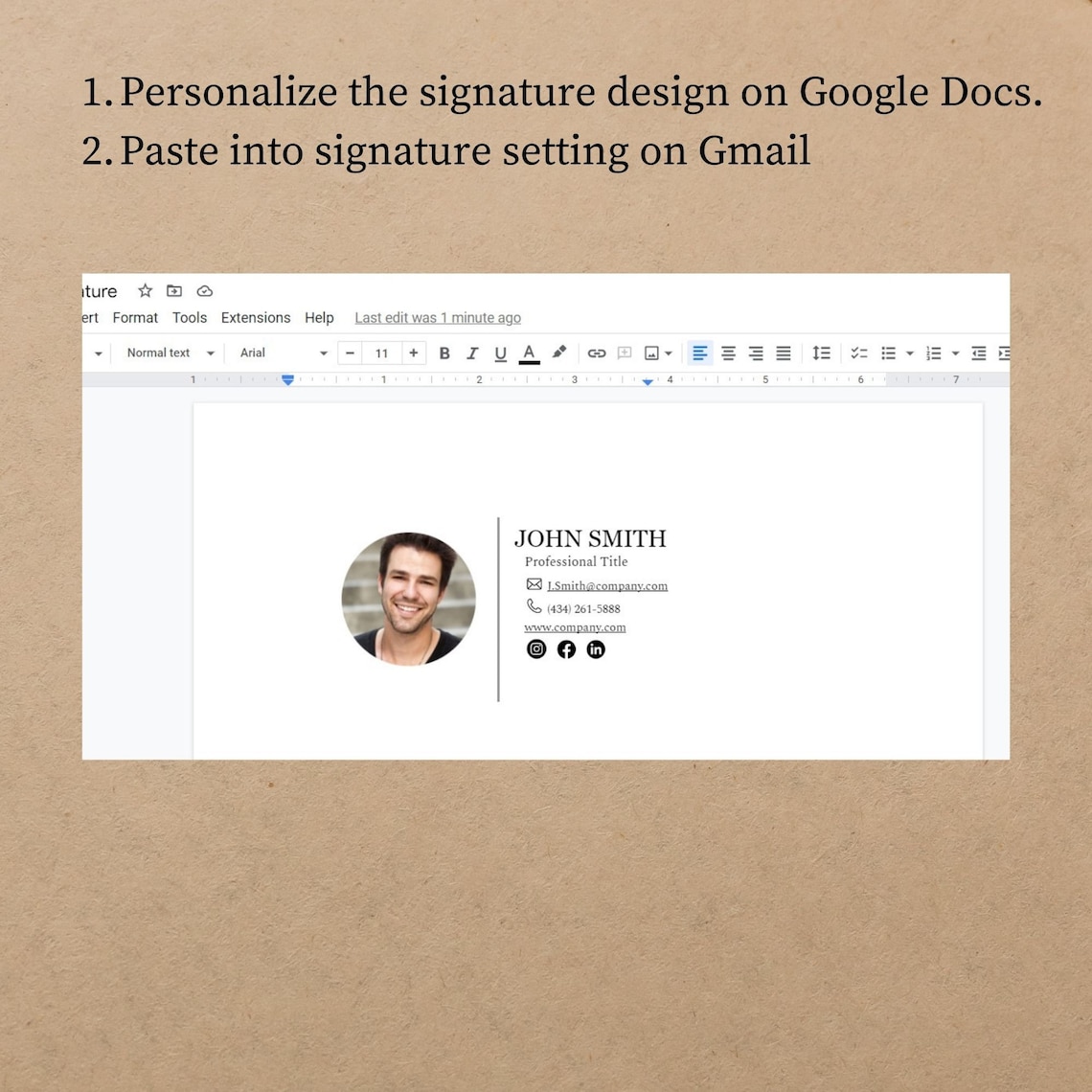 Gmail Email Signature Template, Professional Email Clickable Signature ...
