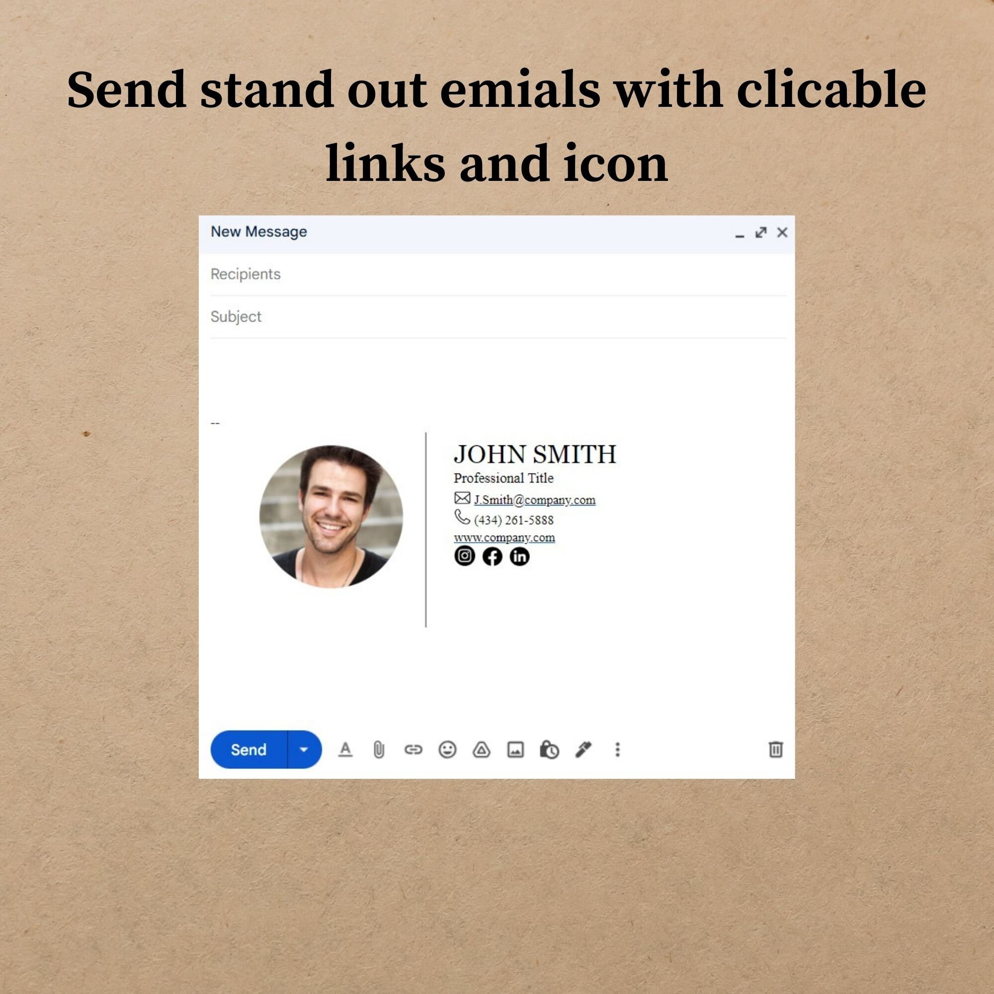 Gmail Email Signature Template, Professional Email Clickable Signature ...