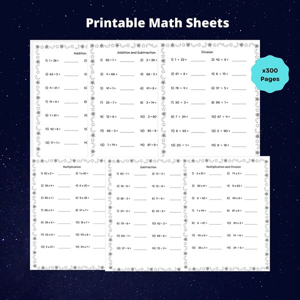 Math Worksheets - Etsy
