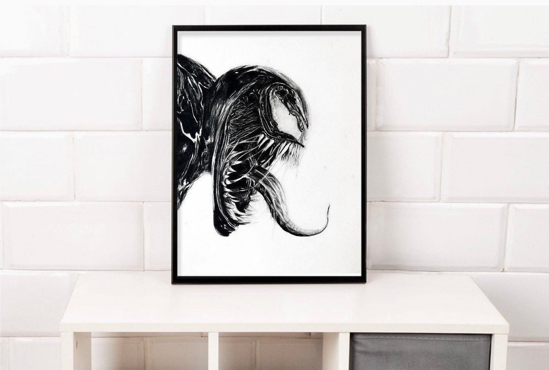Venom Art Print, Pencil Drawing, Marvel Art Decor, Character Wall Art ...