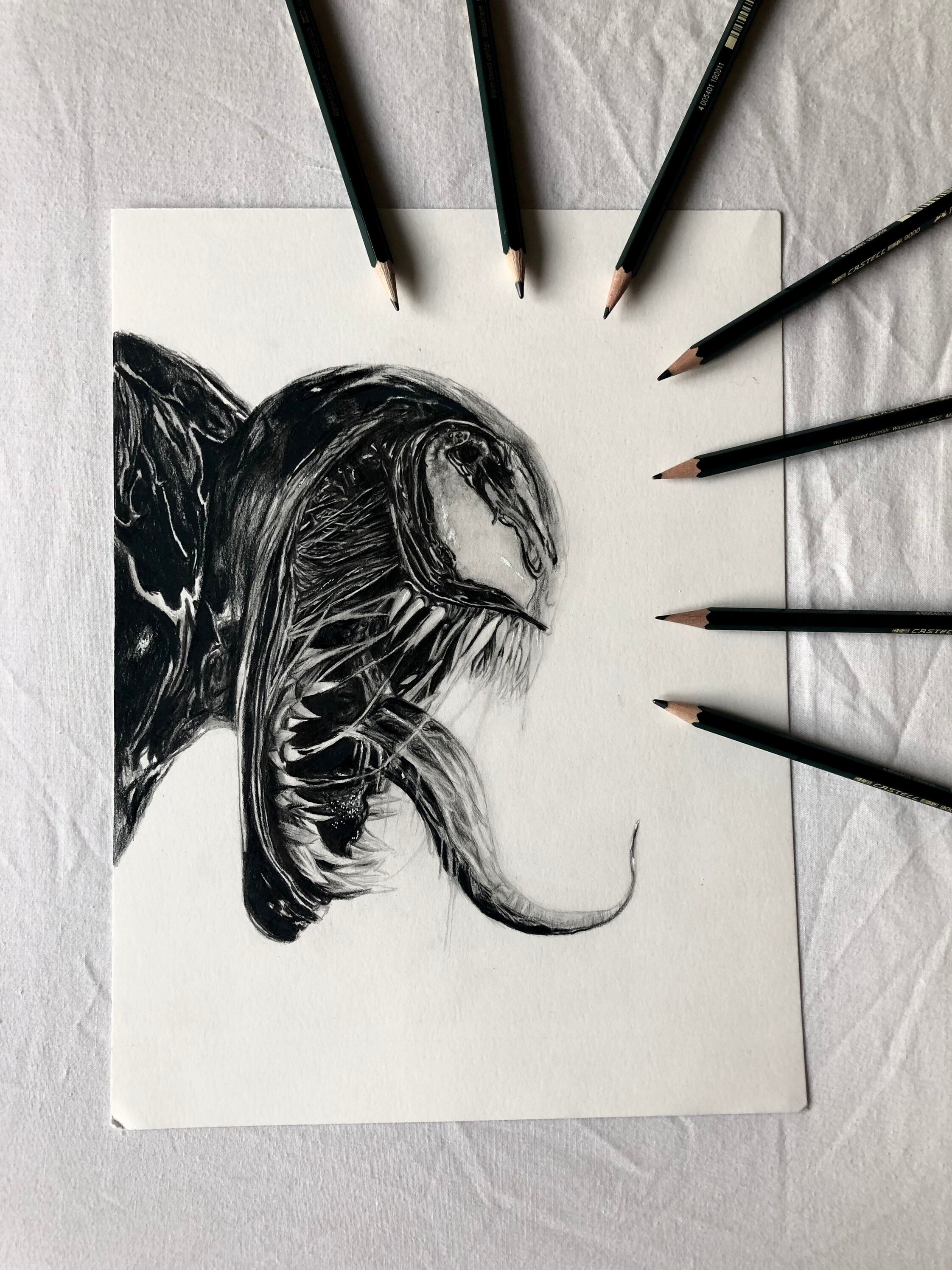 Venom Art Print, Pencil Drawing, Marvel Art Decor, Character Wall Art ...