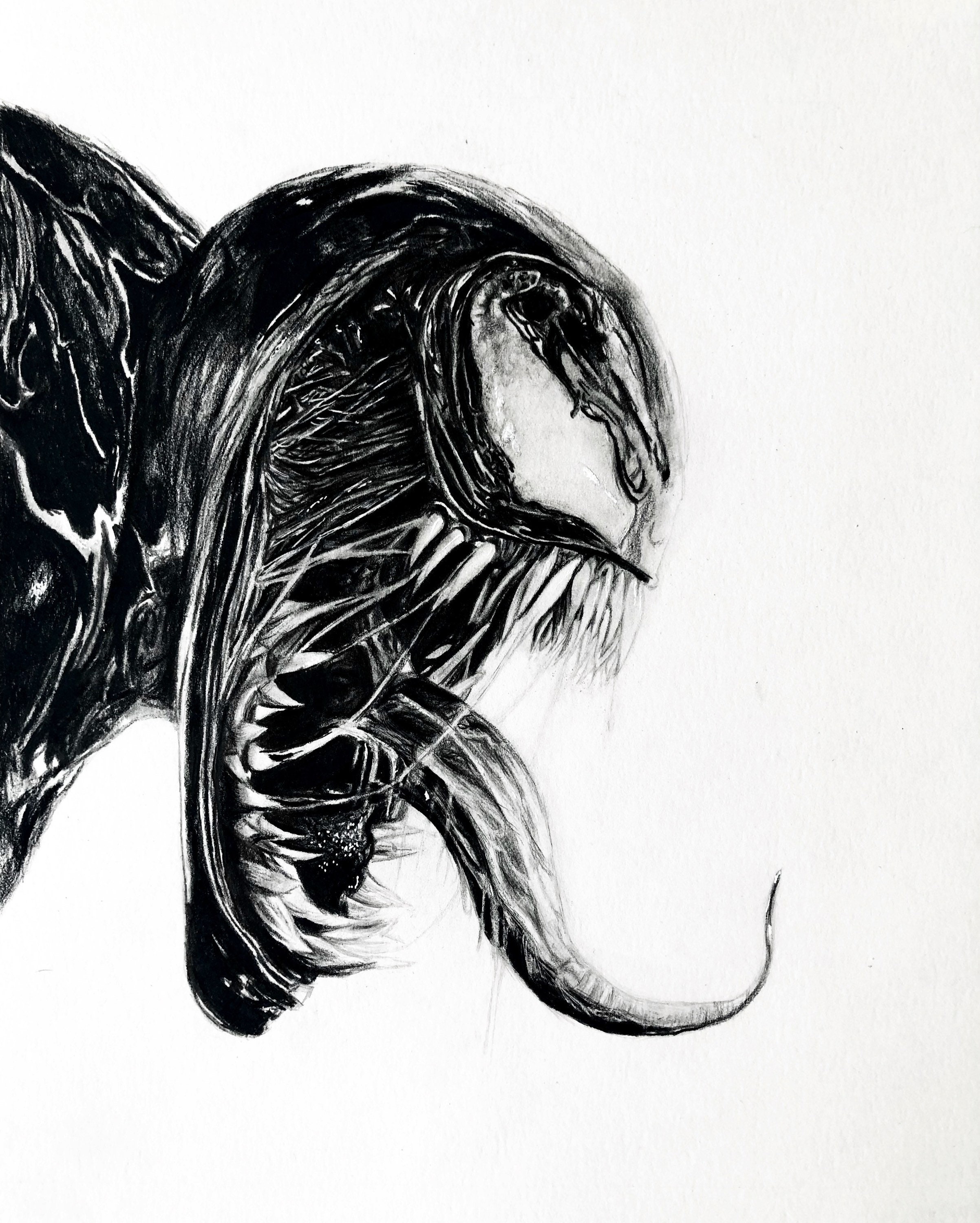 Venom Art Print, Pencil Drawing, Marvel Art Decor, Character Wall Art ...