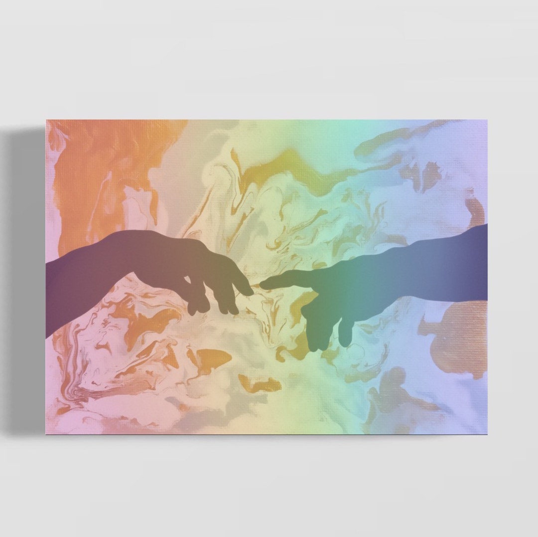 PRIDE Michelangelo Hands Inverted Art Print, the Creation of Adam, God ...