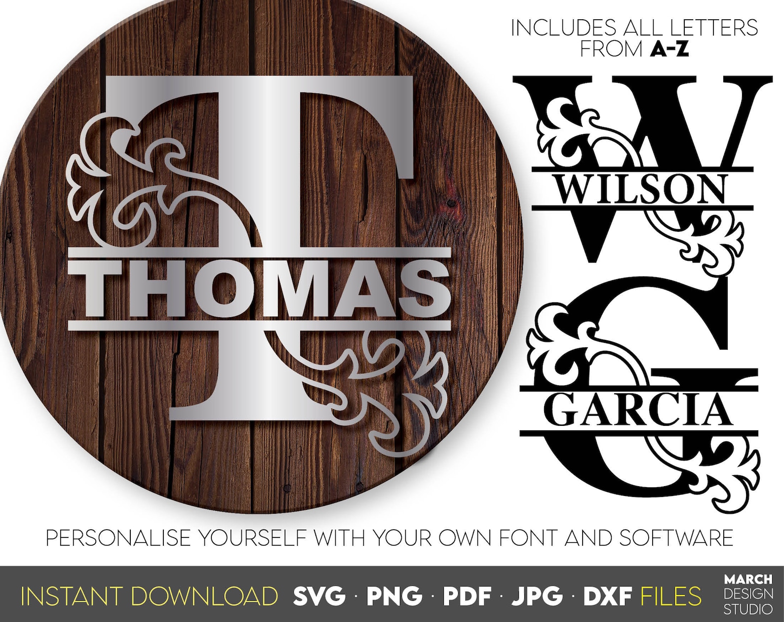 Split Monogram SVG Monogram Fonts SVG Family Monogram SVG - Etsy