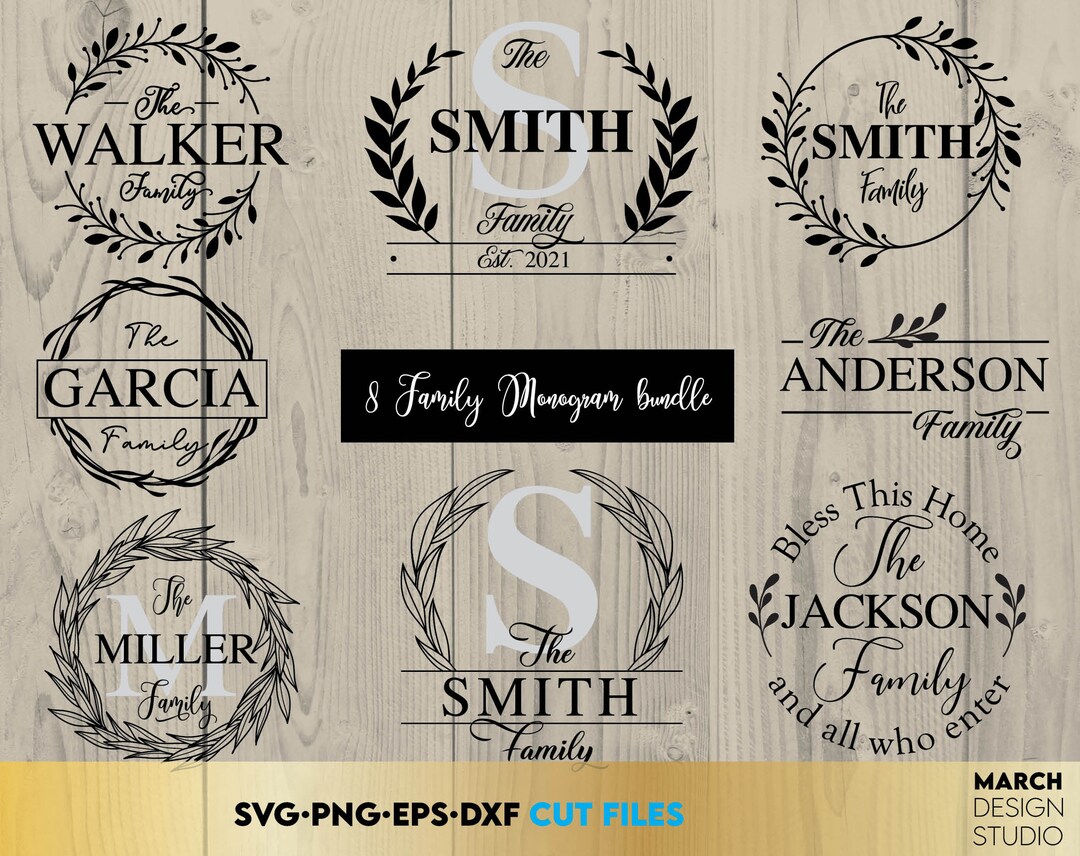 Family Name Monogram | Split Monogram DXF | Monogram Split Letters SVG ...
