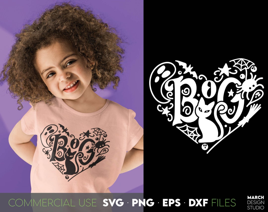 Kids Halloween Boo Heart Svg | Halloween Svg | Kids Spooky Shirt Svg ...