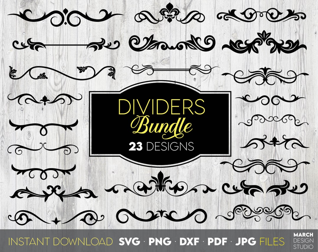 Simple Text Dividers Svg, Decorative Lines Bundle, Floral Ornaments Svg ...