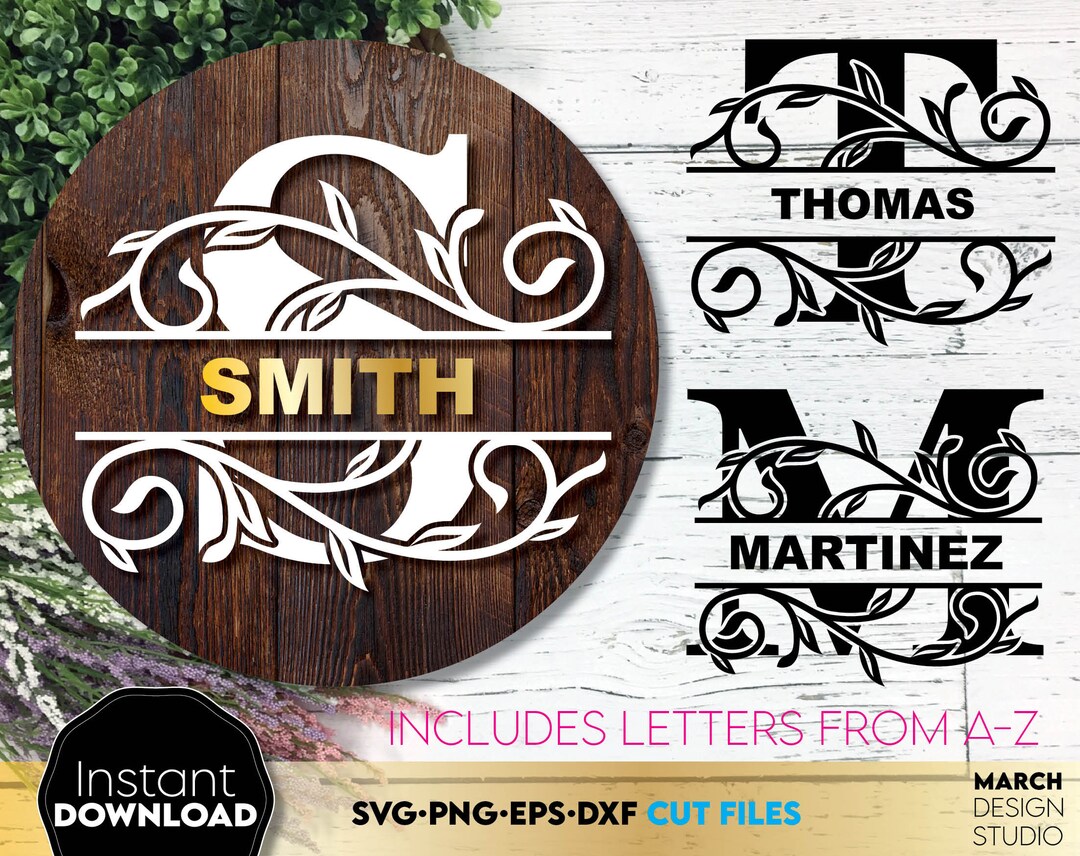 Split Monogram SVG: Family Name Sign, Wedding Decor (digital Download ...