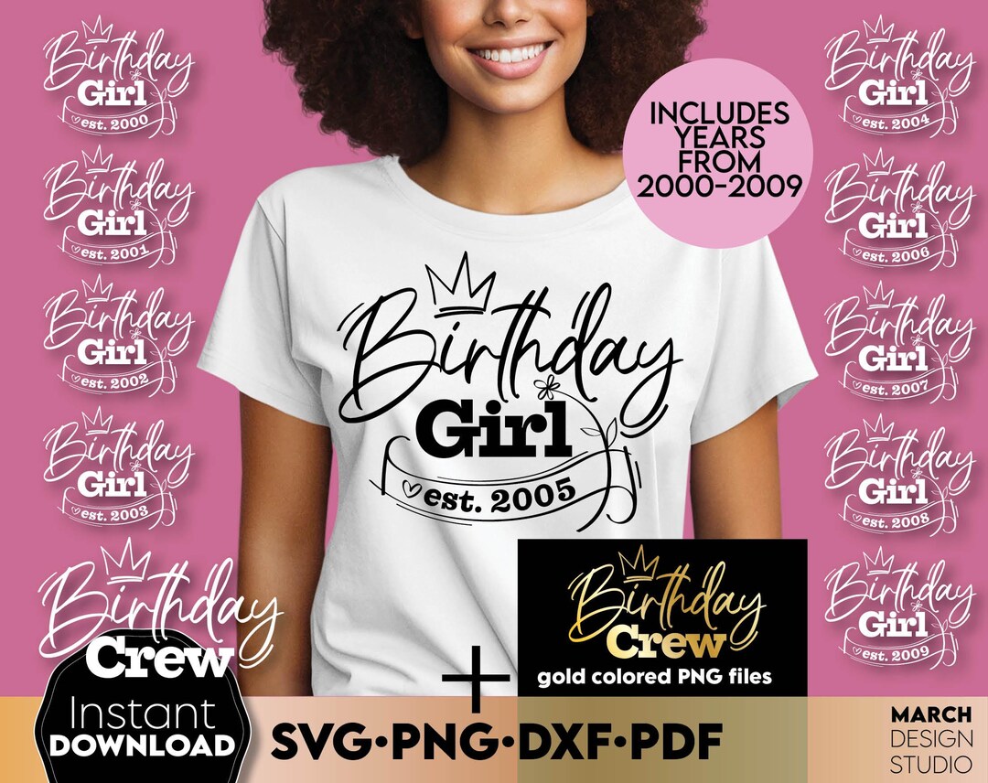20th Birthday Girl Est. 2005 SVG PNG, 20th Birthday Girl Shirt Svg ...