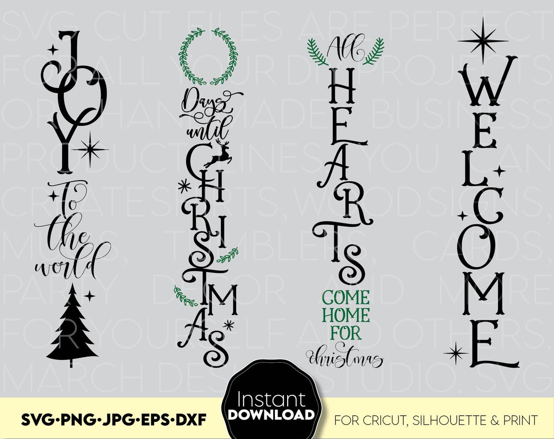 Christmas Vertical Sign Bundle Svg Christmas Sign Svg Santa | Etsy