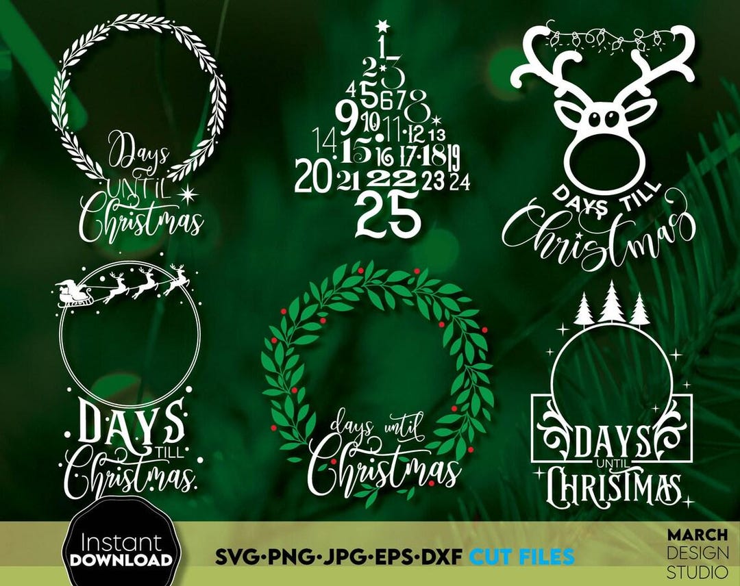Christmas Countdown SVG PNG Bundle, Chalkboard Signs, Digital Download ...