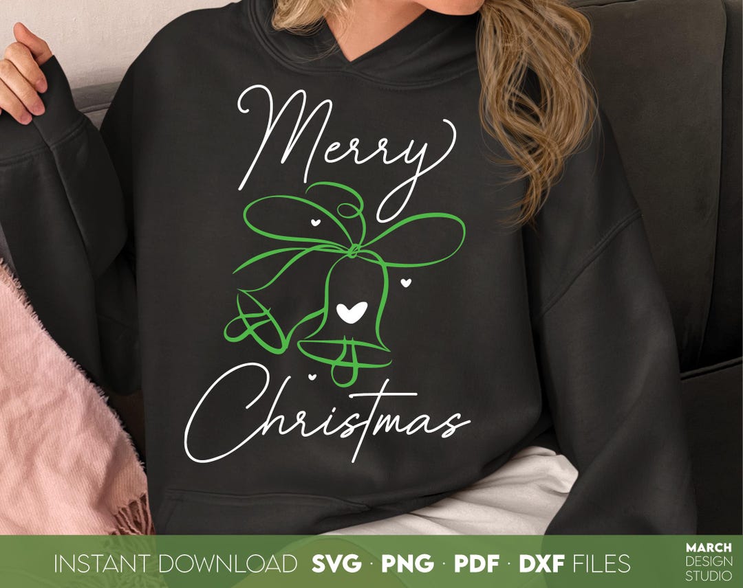 Merry Christmas Bells With Elegant Holiday Script Design for Shirts ...