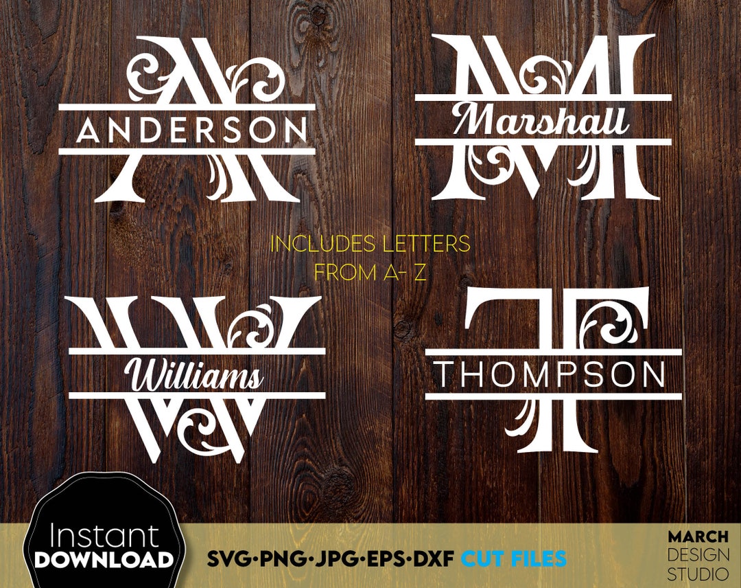 Split Letters Monogram SVG, Laser Cut Monogram Letters, Family Monogram ...