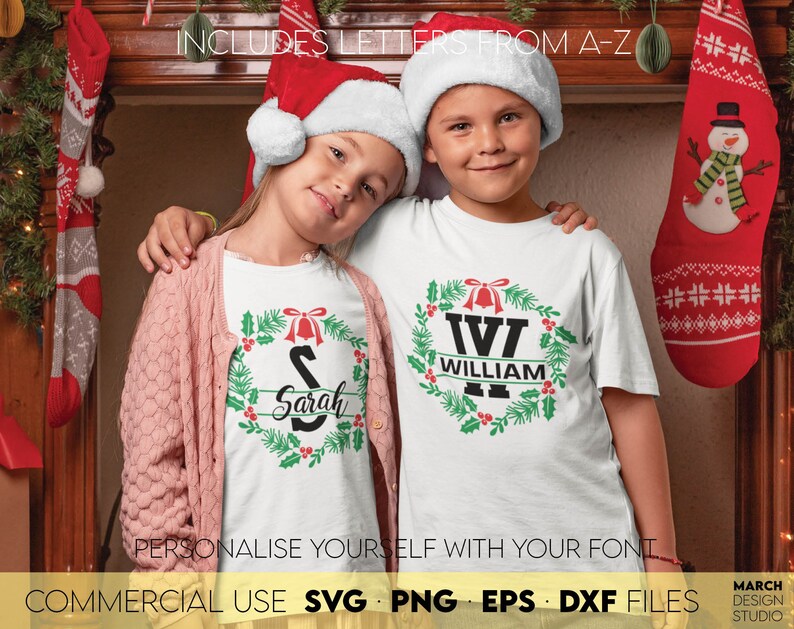 Split Monogram SVG Christmas Monogram SVG Personalised - Etsy