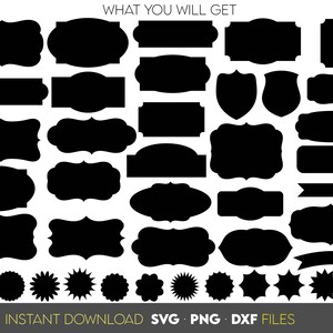 Label Shapes SVG Bundle, Custom Frames, Plaque Template (digital ...