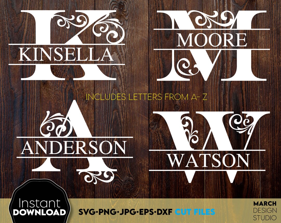 Split Letter Monogram SVG: Laser Cut File, Wedding Monogram, Digital ...