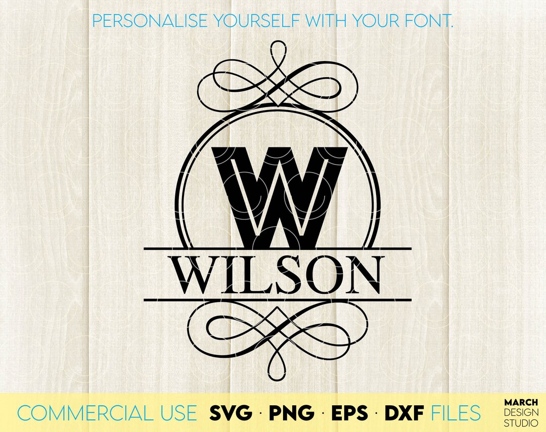 Monogram Frame Svg Split Monogram Frame Svg Family Name Monogram Name ...