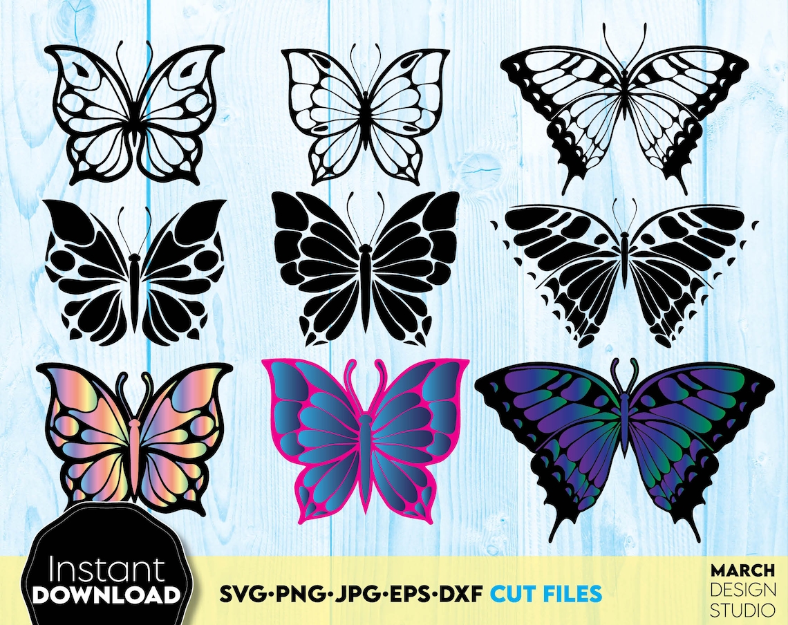Butterfly SVG Bundle Butterfly Stencil Butterfly Clipart - Etsy