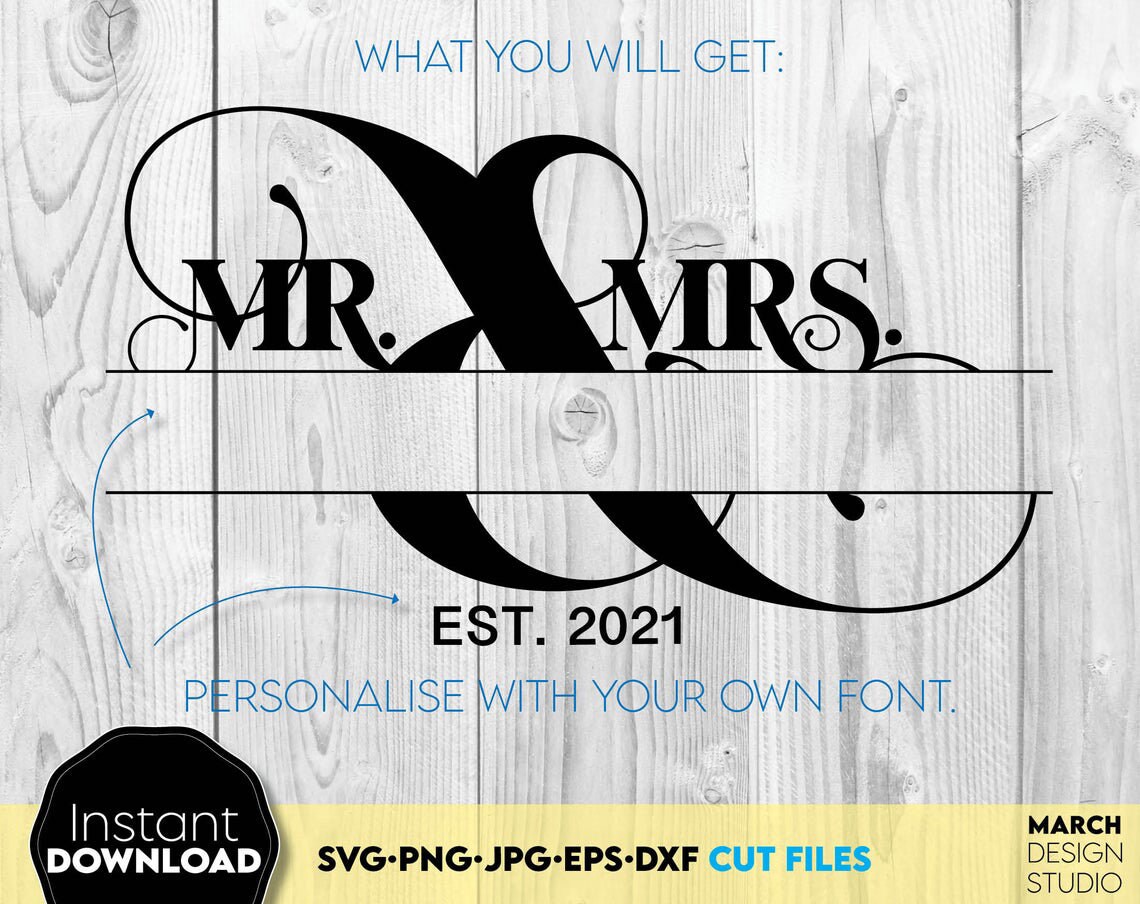 Mr and Mrs Est Svg Wedding Monogram Svg Family Monogram Svg - Etsy