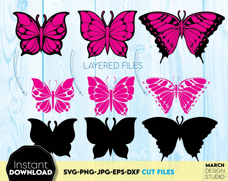 Butterfly SVG Bundle Butterfly Stencil Butterfly Clipart - Etsy
