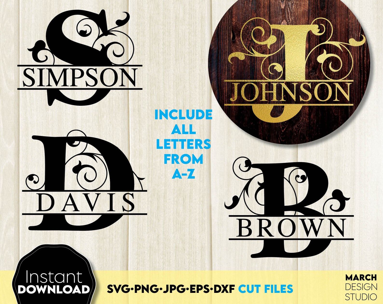 Split Monogram Bundle Svg Split Monogram SVG Split Monogram | Etsy