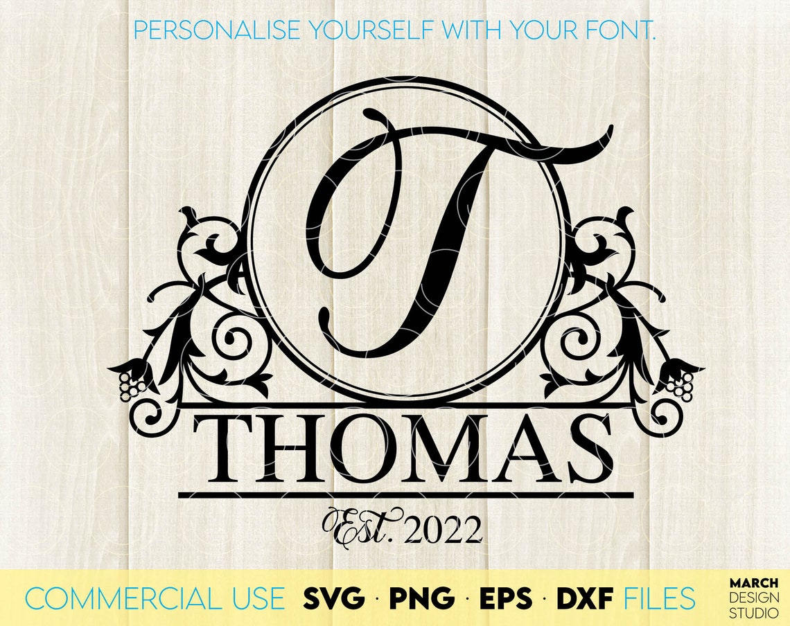 Circle Split Monogram Frame SVG Split Monogram SVG Family - Etsy