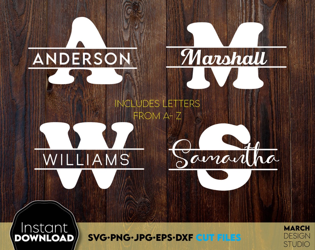 Split Monogram SVG: Family Name Letters, Laser Cut Files - Etsy