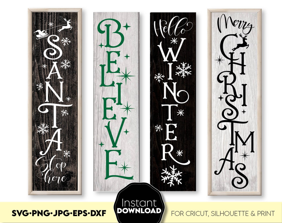 Christmas Vertical Sign Bundle SVG: Farmhouse Porch Decor (digital ...