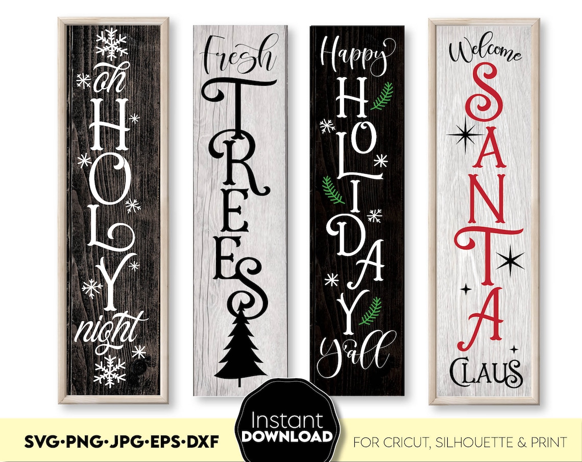 Christmas Vertical Sign Bundle SVG: Farmhouse Porch Decor (digital ...