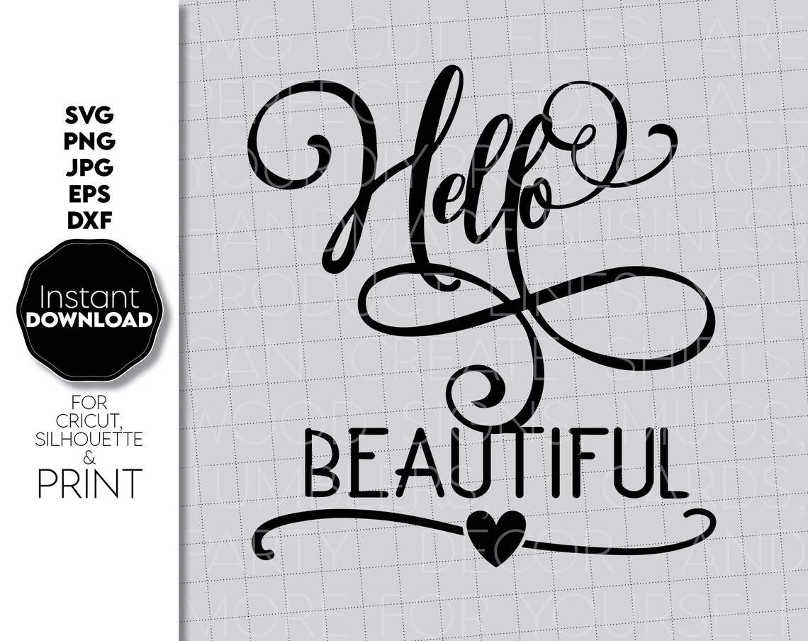 Hello Beautiful Svg Hello Beautiful Decal Svg Hello | Etsy