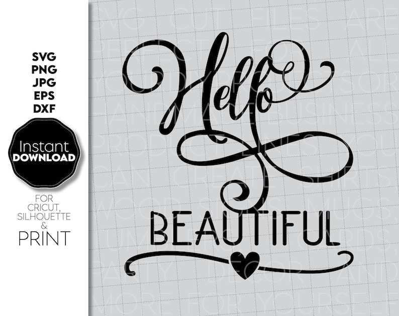 Hello Beautiful Svg Hello Beautiful Decal Svg Hello | Etsy