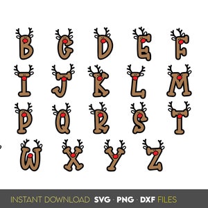 Christmas Alphabet Doodle Letters Png Svg | Uppercase Alphabet Set ...
