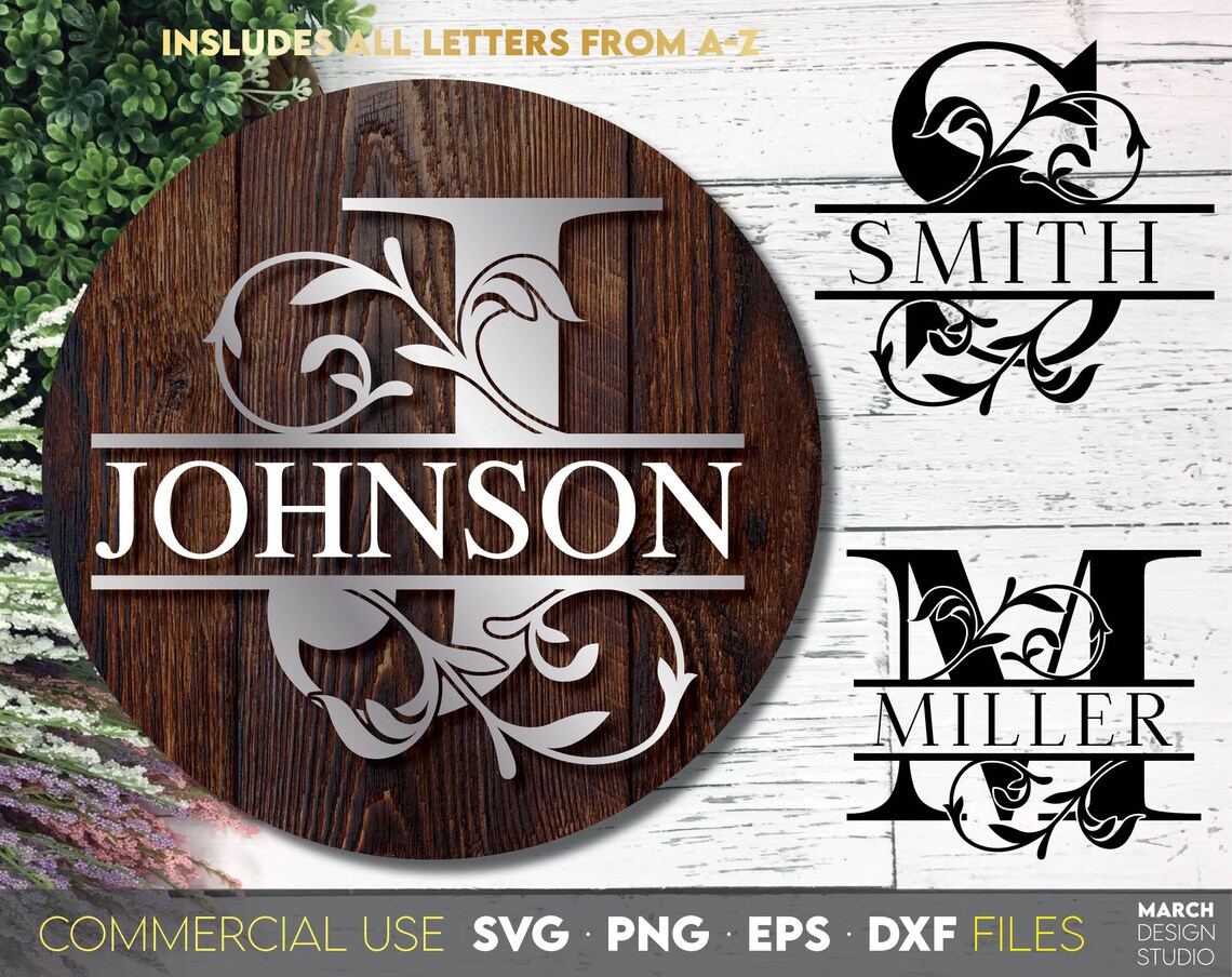 Split Monogram SVG Monogram Fonts SVG Family Monogram SVG - Etsy