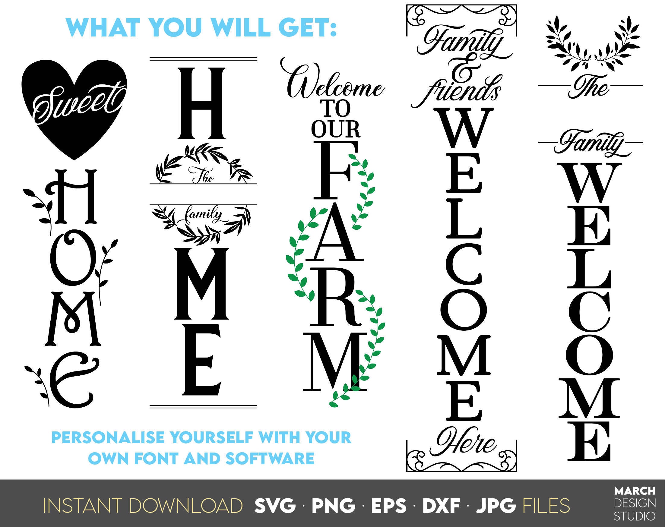 Farmhouse Welcome Sign SVG Bundle, Porch Decor, Digital Download - Etsy
