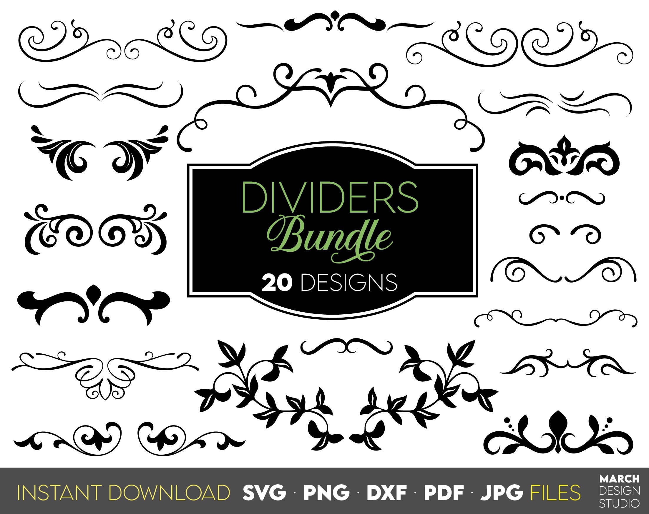 Simple Text Dividers Svg Decorative Lines Bundle Floral - Etsy