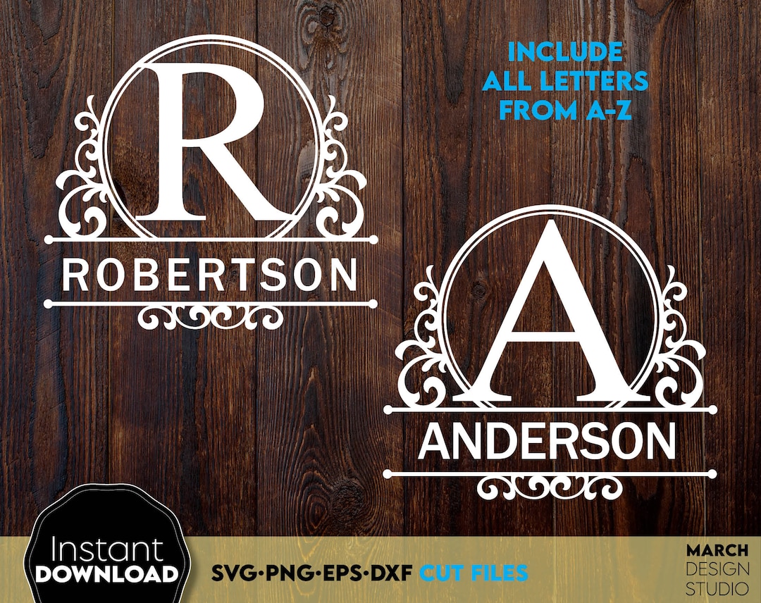 Circle Monogram Svg | Split Monogram Svg | Name Sign Svg | Last Name ...