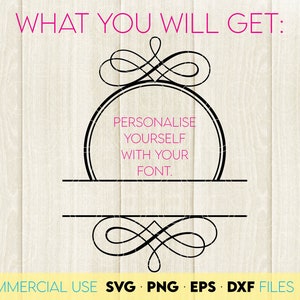 Monogram Frame Svg Split Monogram Frame Svg Family Name Monogram Name ...