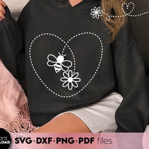 Daisy Svg Png - Bee Svg - Heart Dotted Line Svg - Honeybee Bumblebee ...