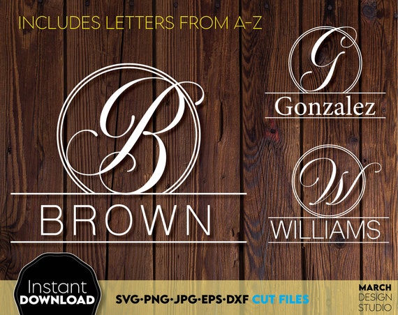 Split Monogram SVG Circle Monogram SVG Family Name - Etsy