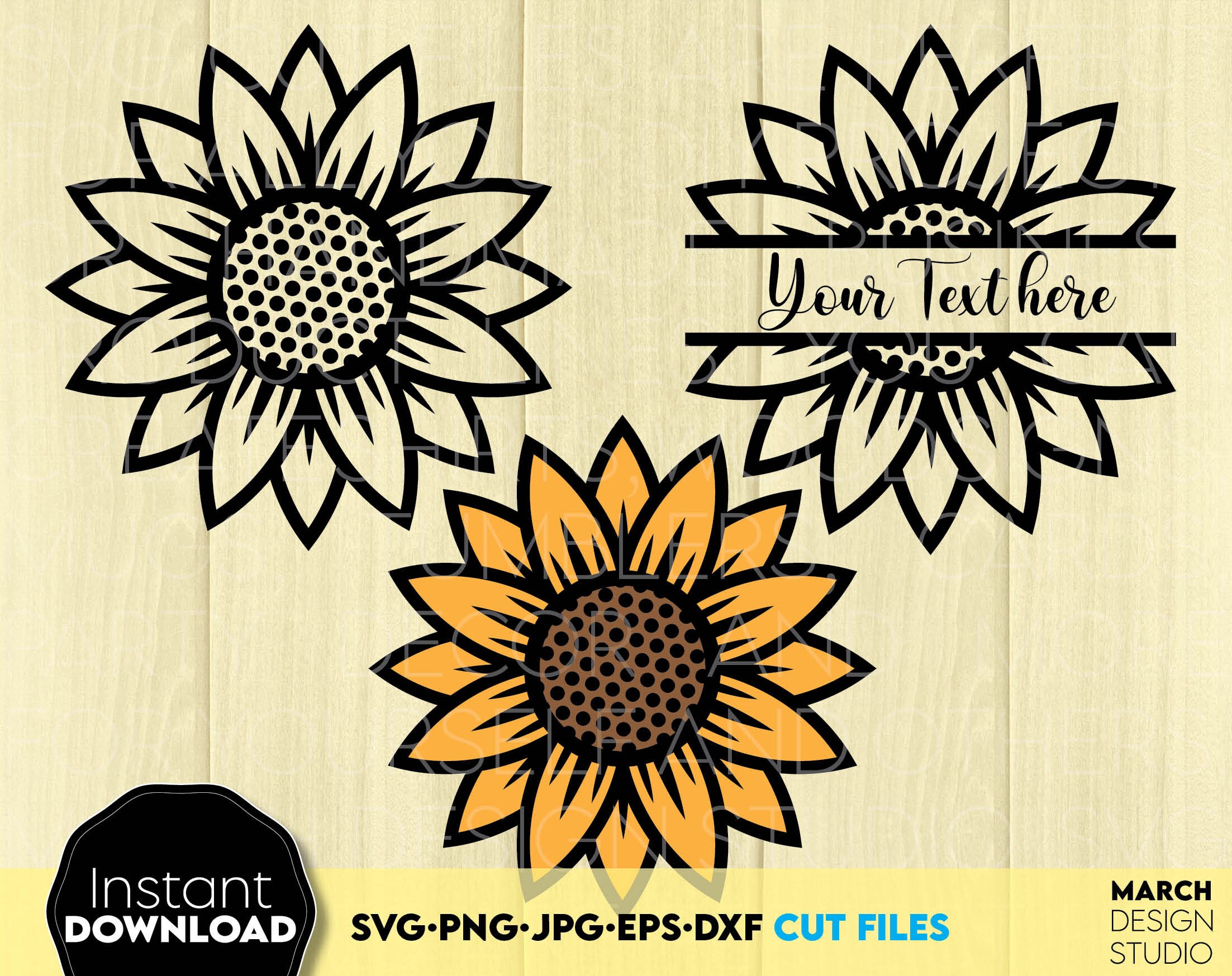 Half Sunflower Svg Sunflower Border Svg Split Sunflower Svg - Etsy