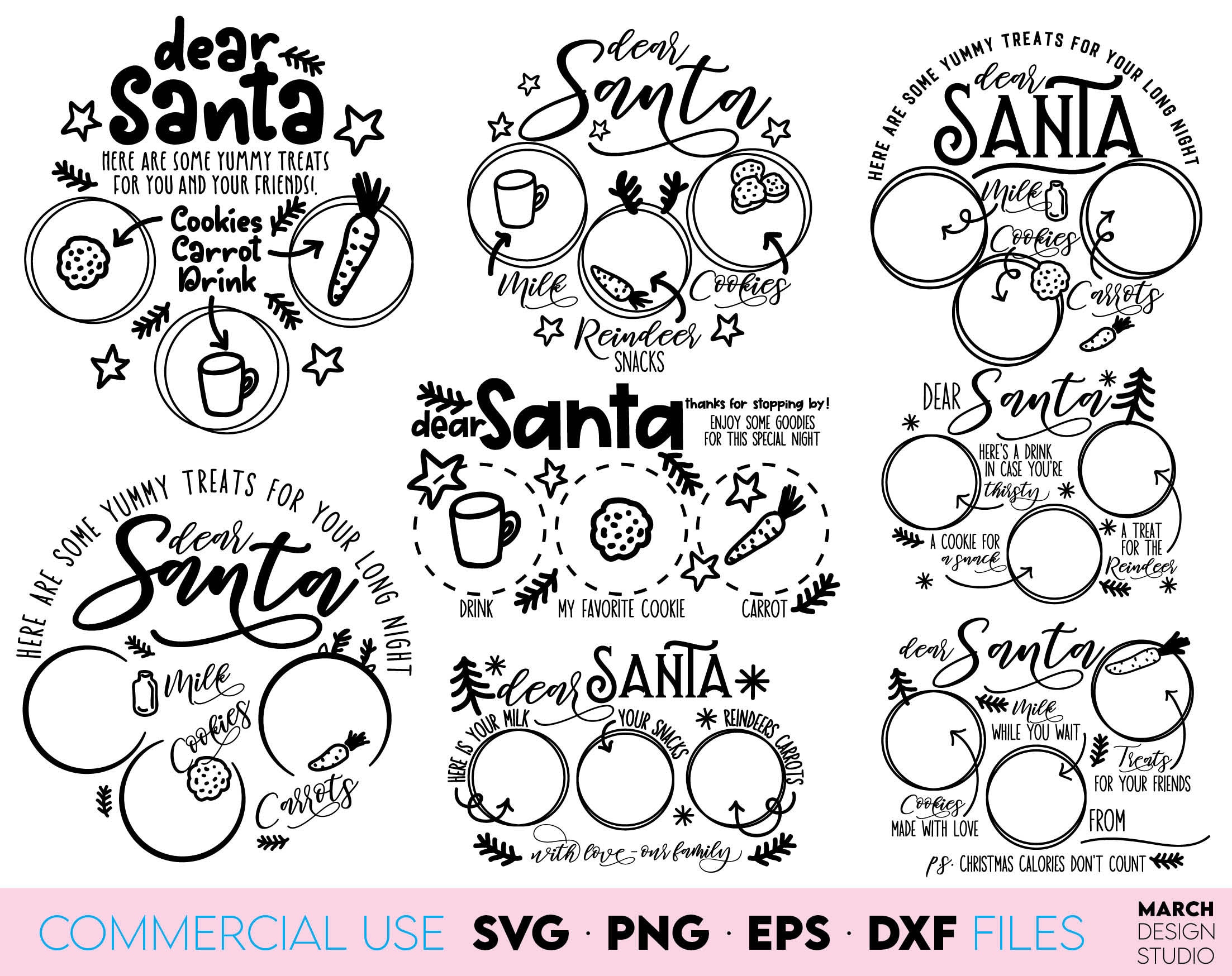 Dear Santa Tray SVG Bundle, Christmas Plate SVG PNG Dxf, Milk Cookies ...